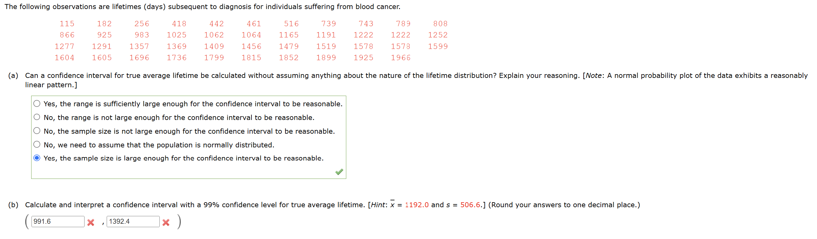 Solved The following observations are lifetimes (days) | Chegg.com