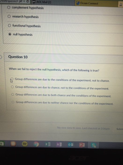 Solved when we fail to reject the null hypothesis which of | Chegg.com
