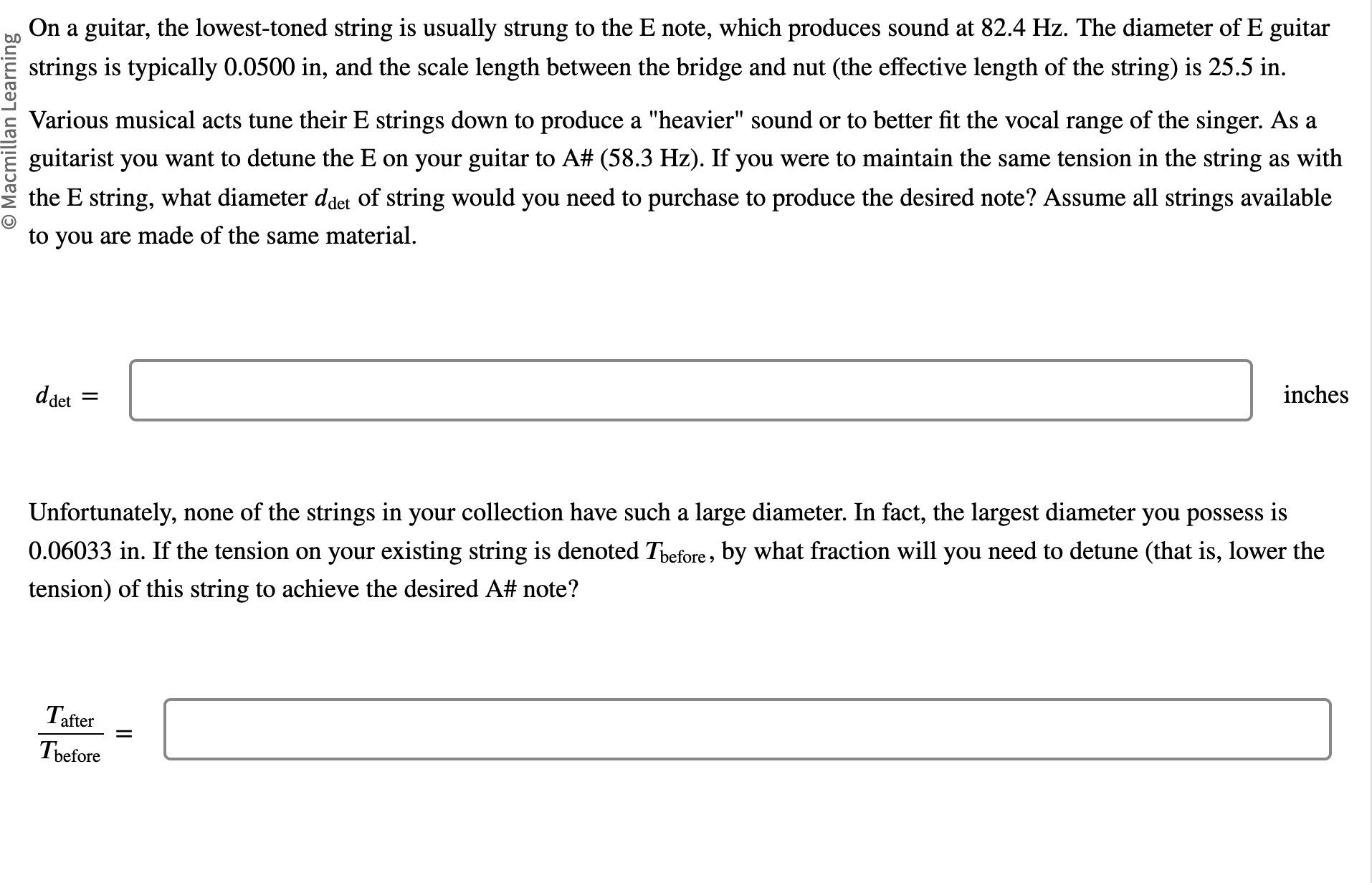 Solved On a guitar, the lowest-toned string is usually | Chegg.com