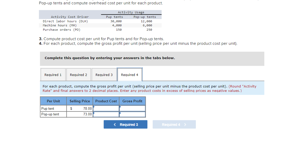 Solved Pop-up tents and compute overhead cost per unit for | Chegg.com
