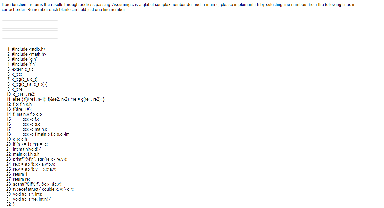 Solved Here function f returns the results through address | Chegg.com