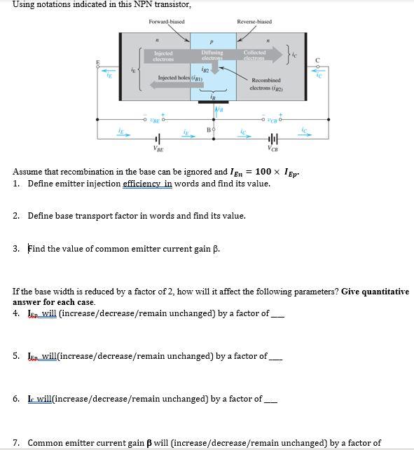 Solved Using notations indicated in this NPN transistor, | Chegg.com