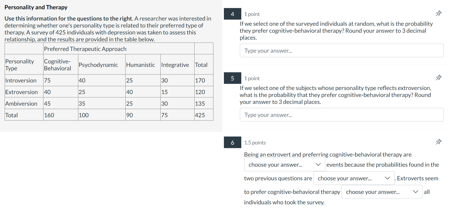 Solved Personality and Therapy Use this information for the | Chegg.com