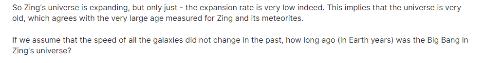 Solved So Zing's universe is expanding, but only just - the | Chegg.com