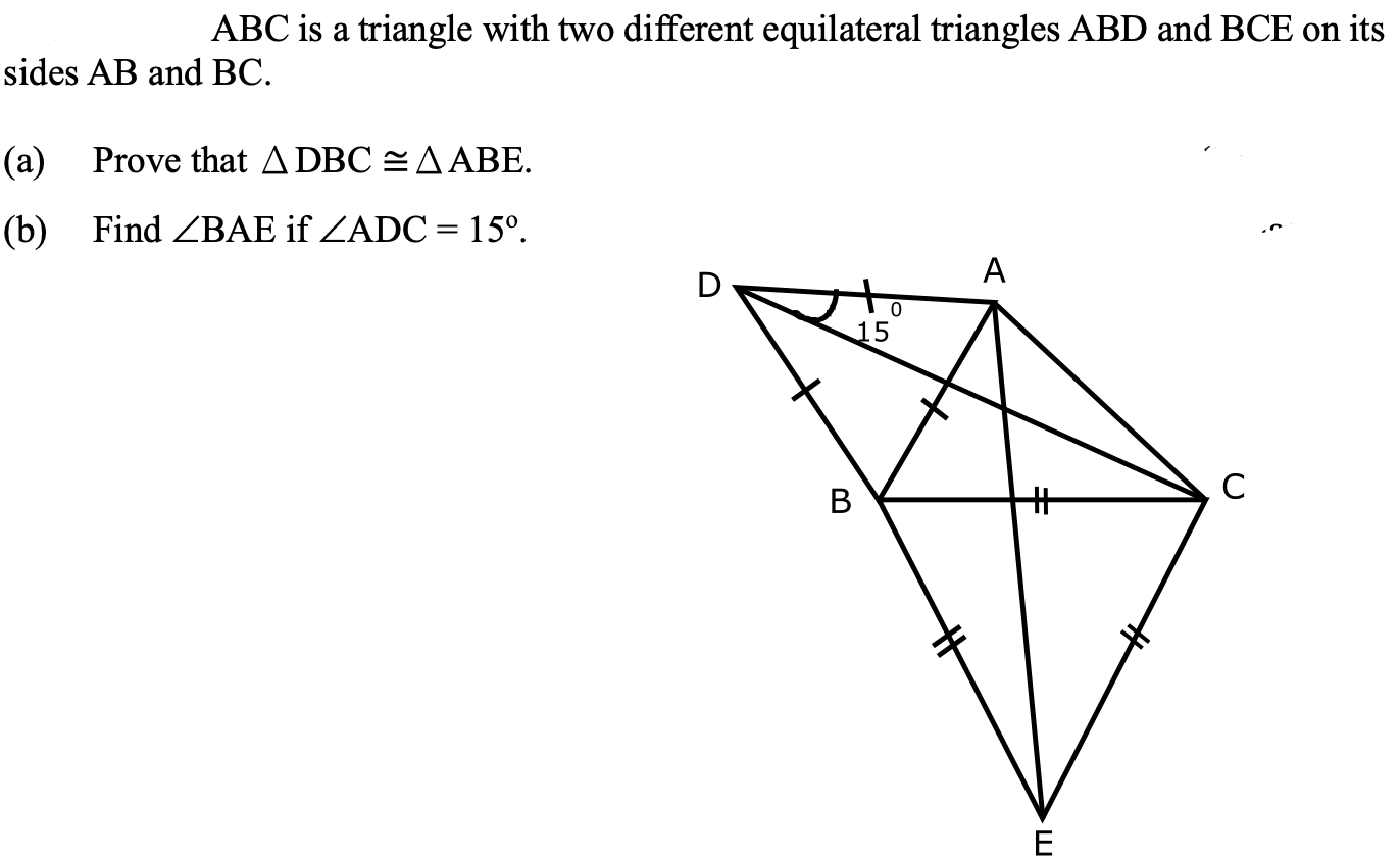 Solved ABC is a triangle with two different equilateral | Chegg.com