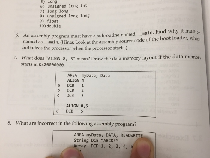 Solved 5) long 6) unsigned long int 7) long long 8) unsigned | Chegg.com