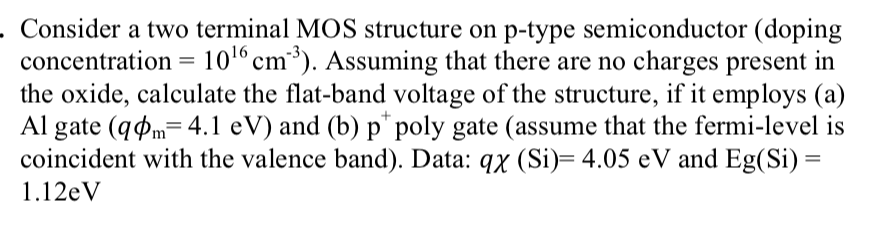 Solved Consider a two terminal MOS structure on p-type | Chegg.com