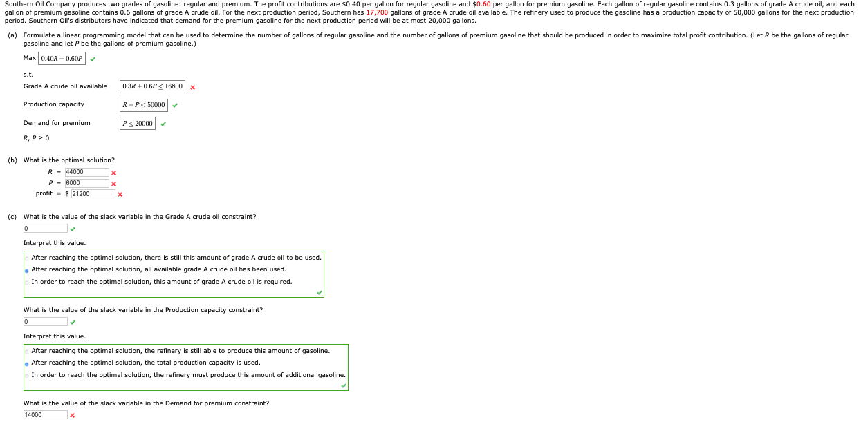 Solved What is the value of the slack variable in the | Chegg.com