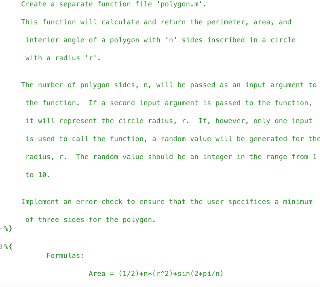 Solved Create a separate function file 'polygon.m'. This | Chegg.com