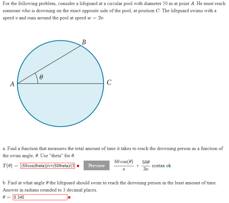Solved For the following problem, consider a lifeguard at a | Chegg.com