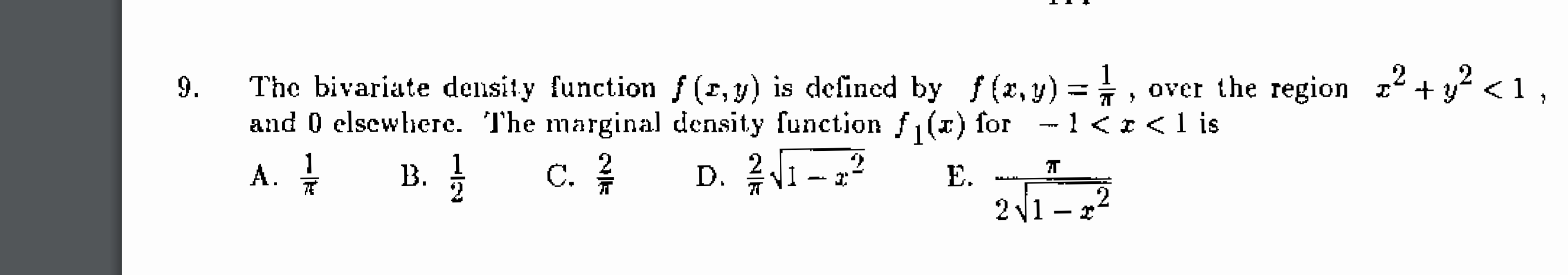 Solved 9 Th The Bivariate Density Function Y Is
