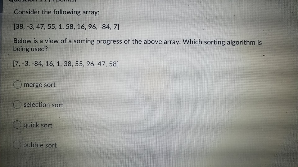 Solved UULIOLLPOLJ) Consider the following array: [38, -3, | Chegg.com