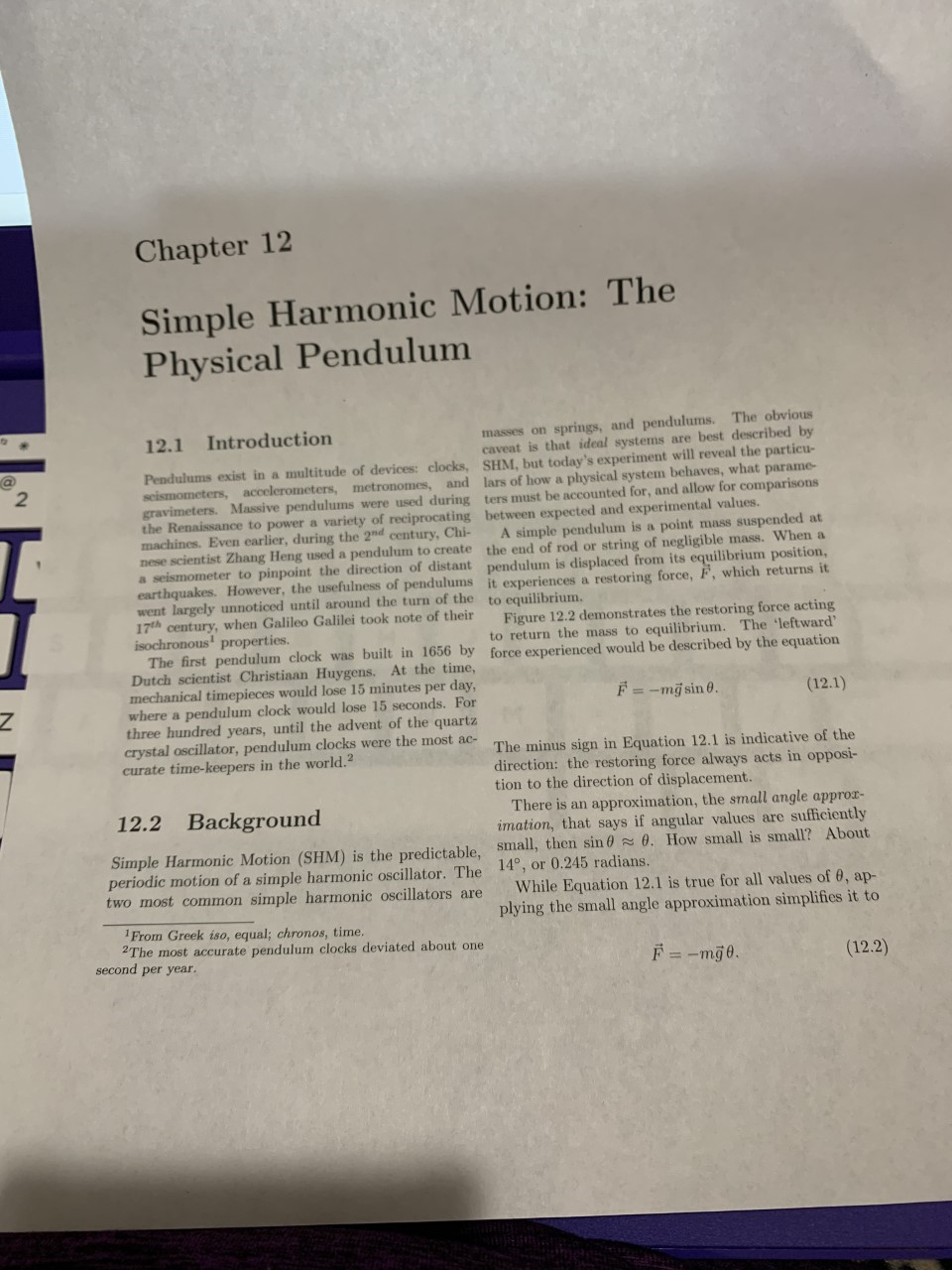 Chapter 12 Simple Harmonic Motion: The Physical | Chegg.com