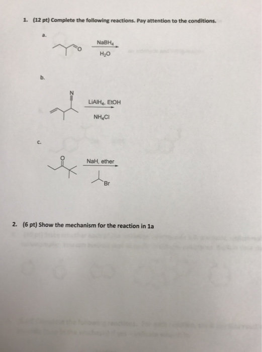 Solved Complete the following reactions. Pay attention to | Chegg.com