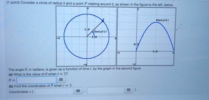 Solved (1 point) Consider a circle of radius 3 and a point P | Chegg.com