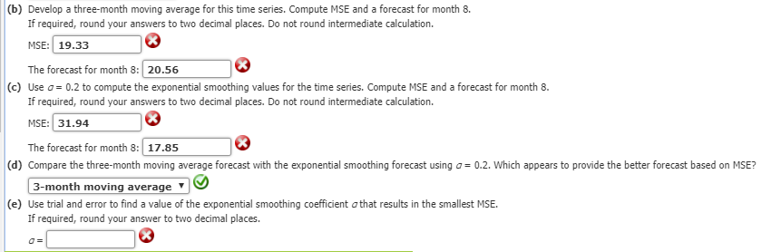 Solved Consider The Following Time Series Data