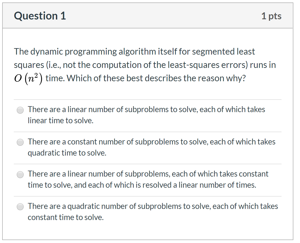 Solved Question 1 1 Pts The Dynamic Programming Algorithm