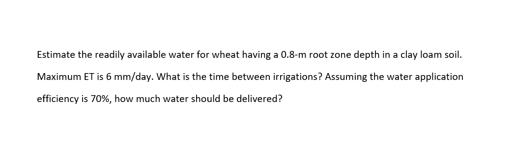 Solved Estimate the readily available water for wheat having | Chegg.com