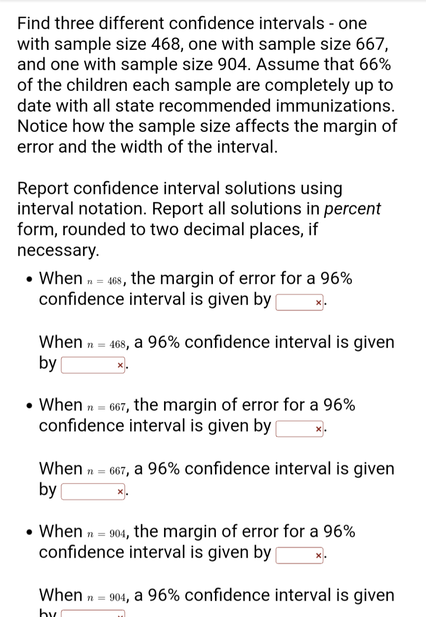 Solved Find three different confidence intervals - one with | Chegg.com
