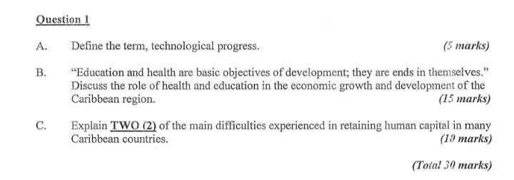 Solved Question 1 A. Define the term, technological | Chegg.com