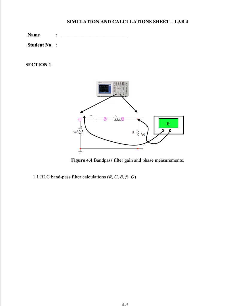 Solved 2. Band-pass RLC filter A real band pass series RLC | Chegg.com