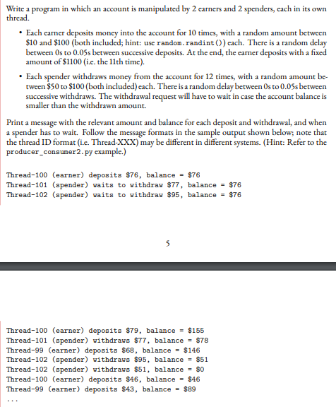 Solved Write a program in which an account is manipulated by | Chegg.com