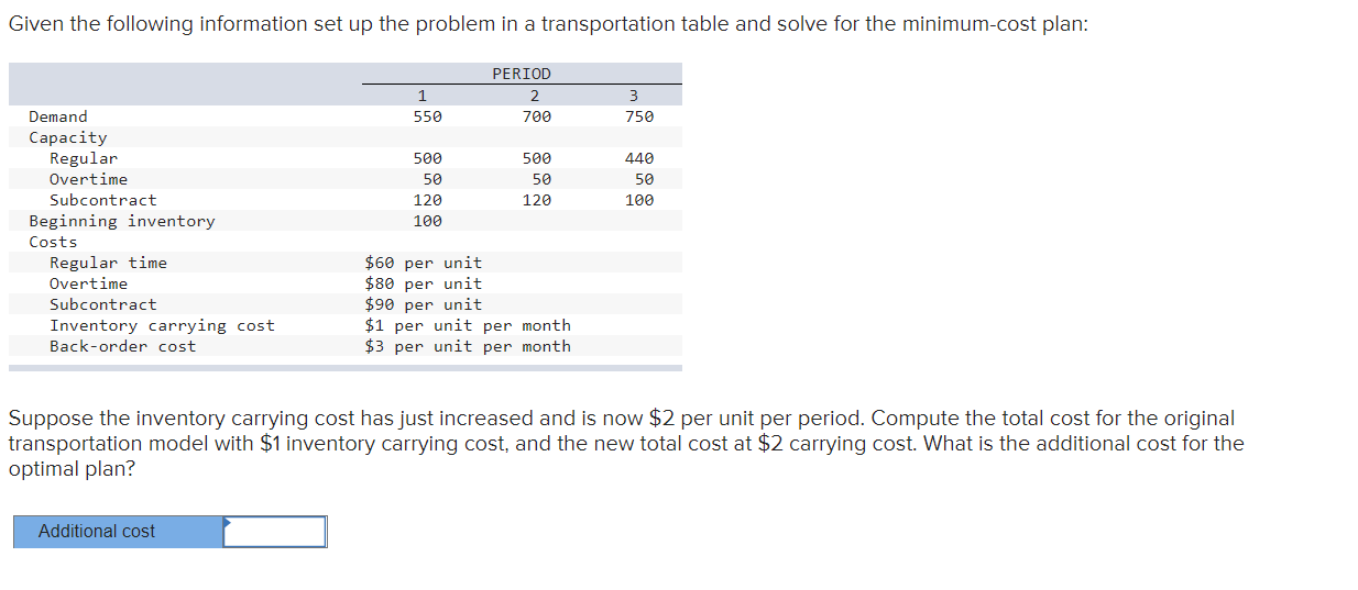 Solved Given the following information set up the problem in | Chegg.com