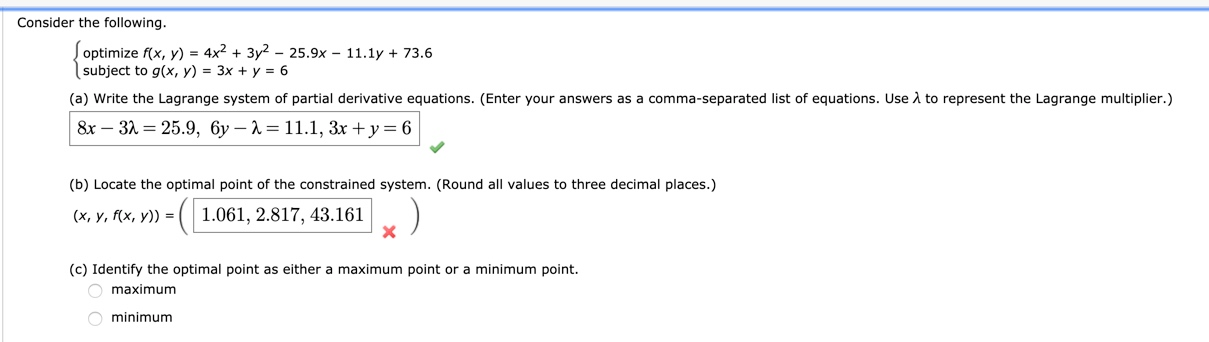 Solved Consider the following. optimize f(x, y) = 4x2 + 3y2 | Chegg.com
