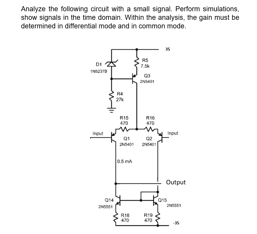 Solved Analyze the following circuit with a small signal. | Chegg.com