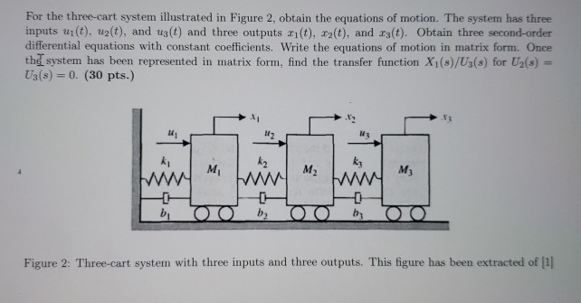 Solved For the three-cart system illustrated in Figure 2, | Chegg.com