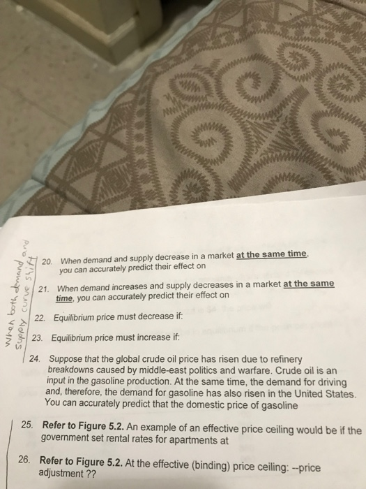 Solved 20. When demand and supply decrease in a market at | Chegg.com