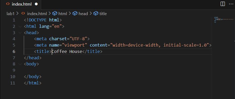 Solved 1. In the editor, open the index.html file. Type ! | Chegg.com