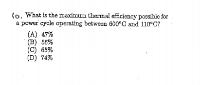 Solved (o. What is the maximum thermal efficiency possible | Chegg.com