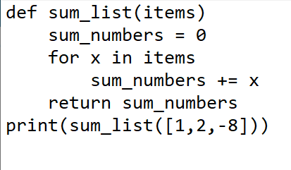 Solved def sum_list(items) sum_numbers = 0 for x in items | Chegg.com