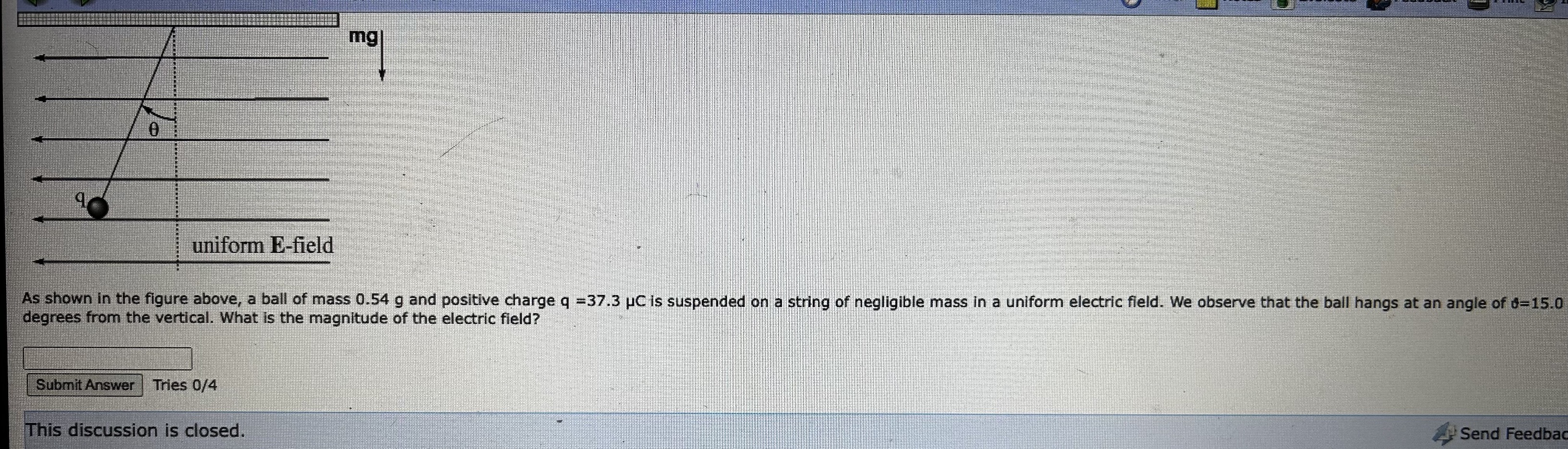 Solved degrees from the vertical. What is the magnitude of | Chegg.com