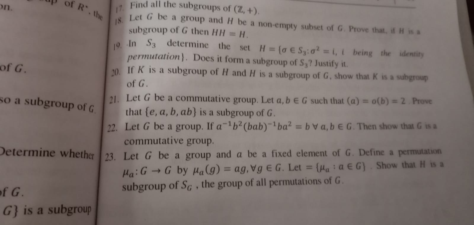 Solved 17. Find all the subgroups of (Z,+). 18. Let G be a | Chegg.com