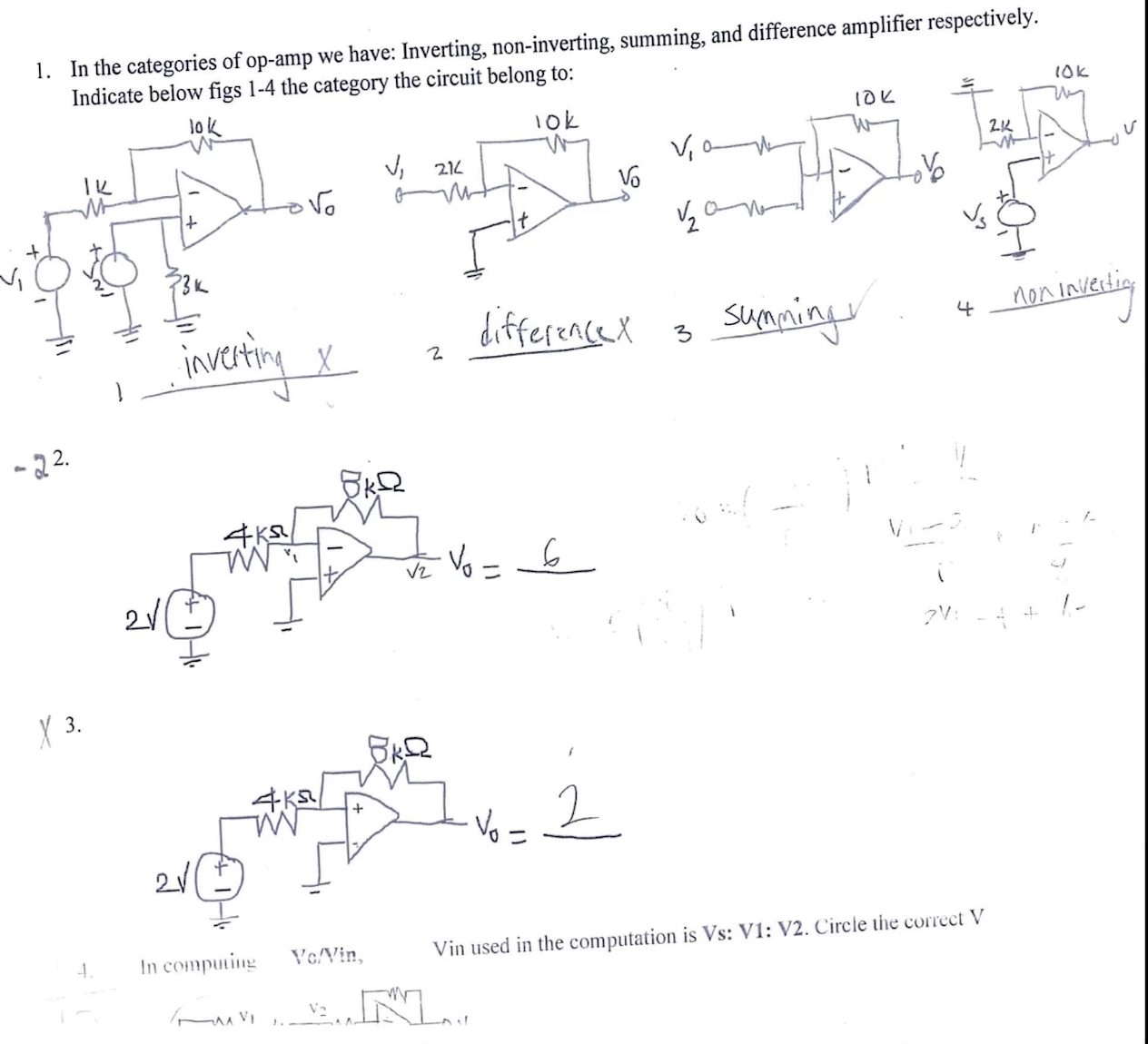 Solved 1. In the categories of op-amp we have: Inverting, | Chegg.com