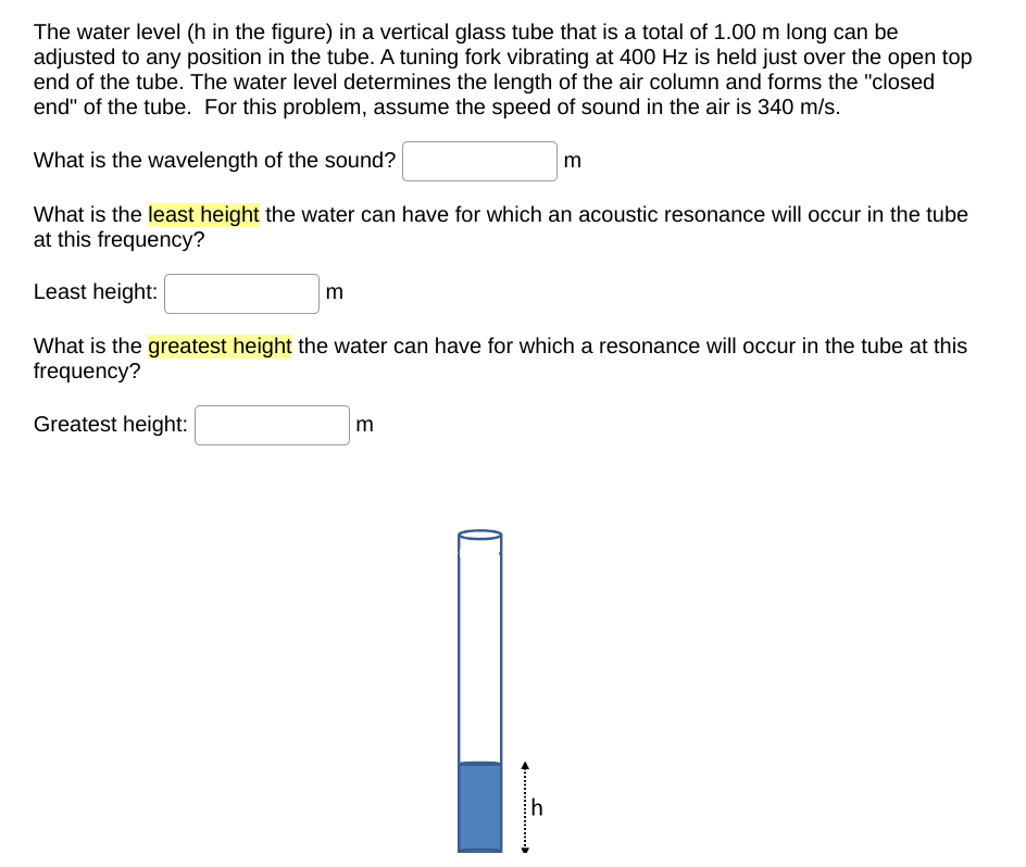 Solved The water level ( h in the figure) in a vertical | Chegg.com