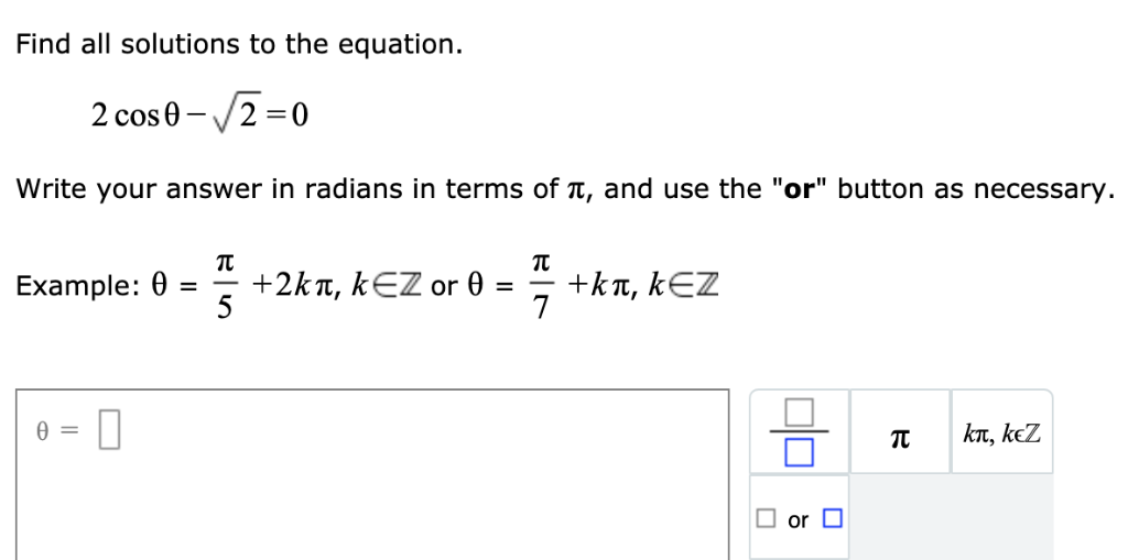 Solved Find all solutions to the equation. 2 cos 02 0 Write | Chegg.com
