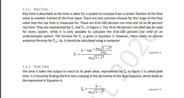 Solved HELP! 1. Calculate rise time, peak time, overshoot, | Chegg.com
