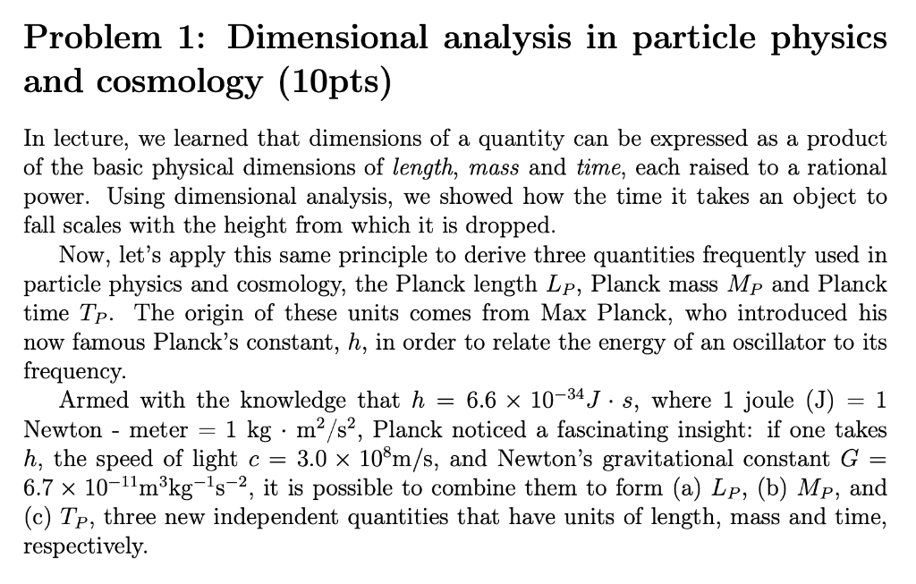 Solved Problem 1: Dimensional analysis in particle physics | Chegg.com