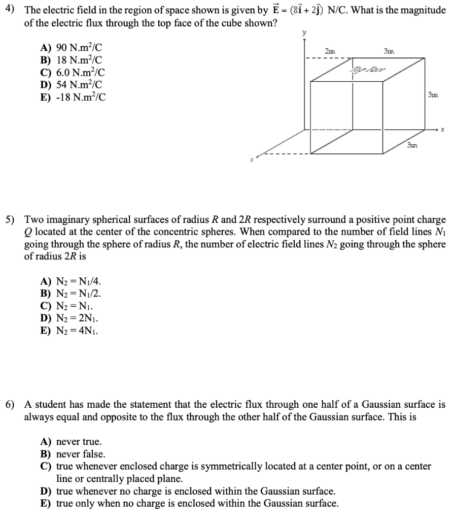 Solved 4) The electric field in the region of space shown is | Chegg.com