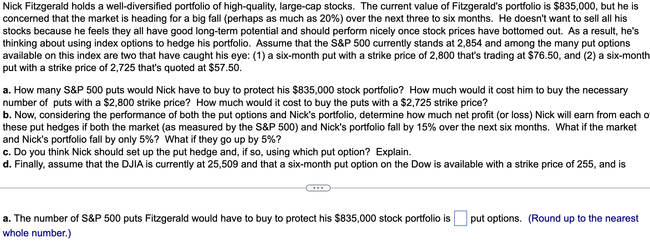 Solved Nick Fitzgerald holds a well-diversified portfolio of | Chegg.com