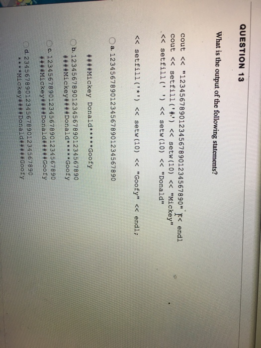 Solved What is the output of the following statements? cout | Chegg.com