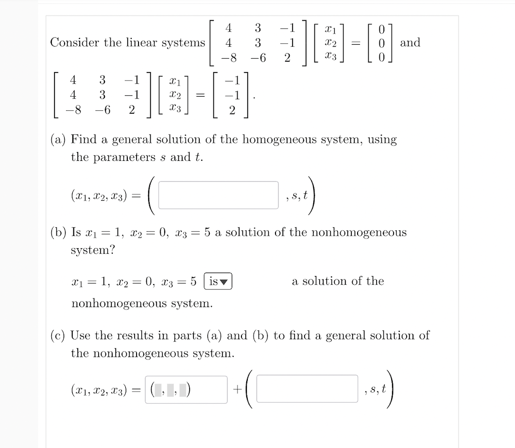 Solved Consider the linear systems | Chegg.com