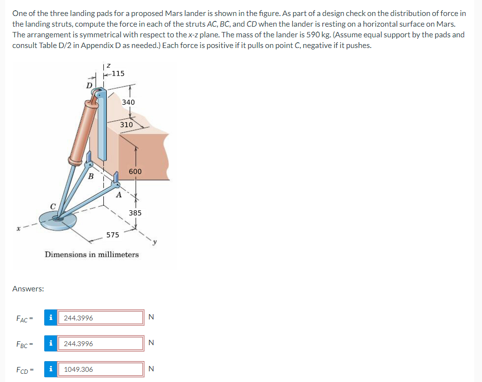 Solved One of the three landing pads for a proposed Mars | Chegg.com