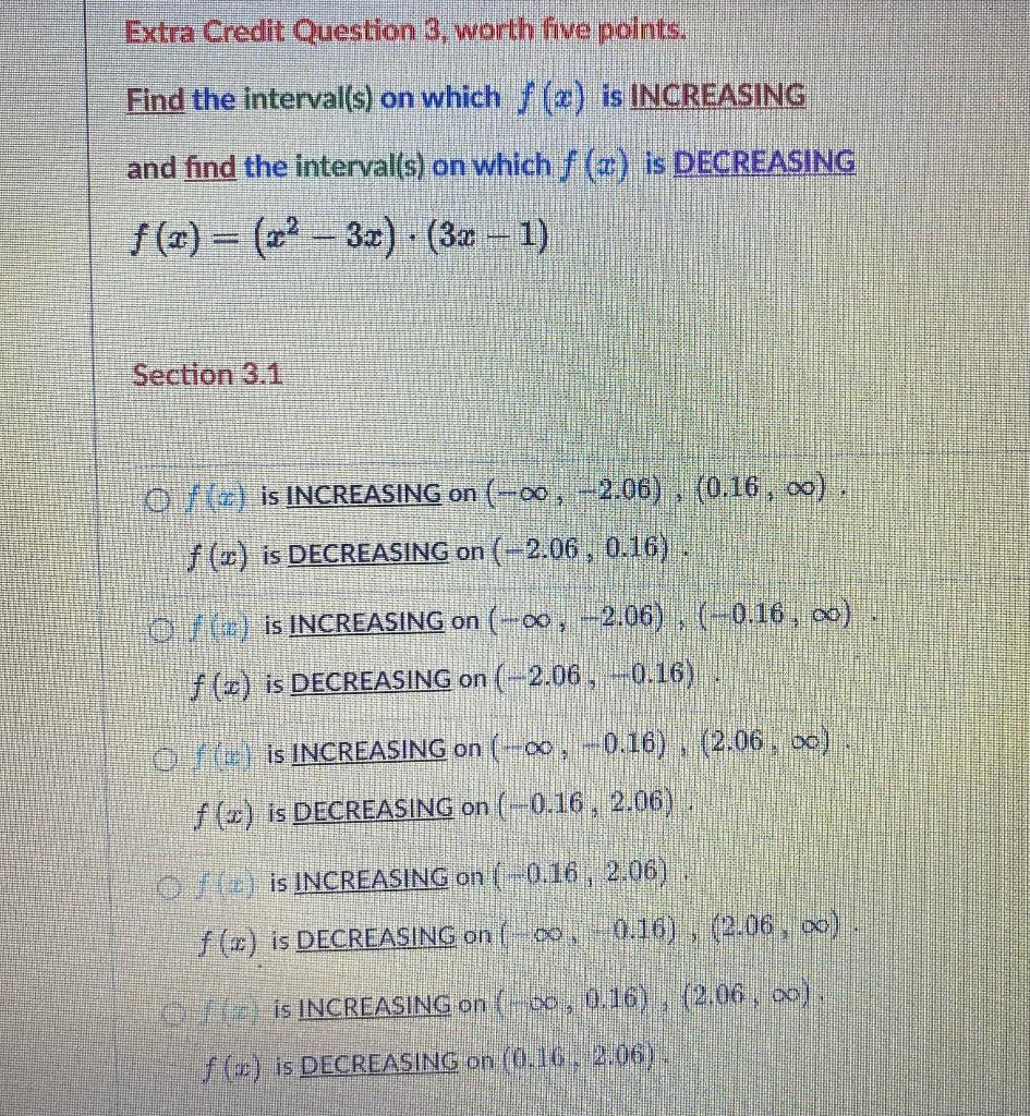 Solved Extra Credit Question 3, worth five points. Find the | Chegg.com