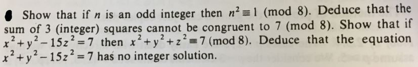 Solved the Show that if n is an odd integer then n2 1 (mod | Chegg.com