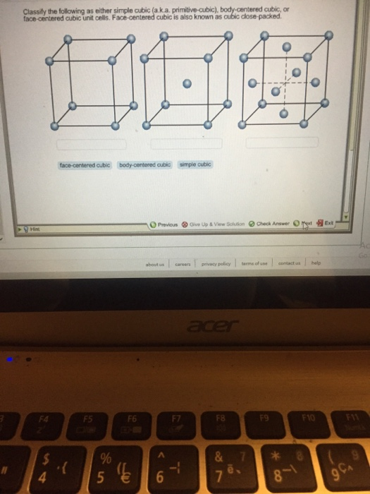 Solved Classify the following as either simple cubic (a.k.a. | Chegg.com