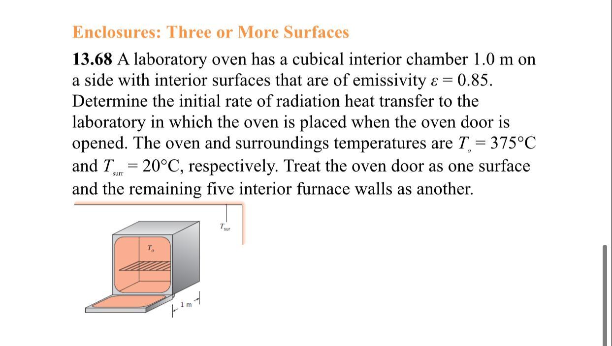 Solved Enclosures: Three or More Surfaces 13.68 A laboratory | Chegg.com